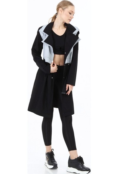 mibapazar Yandan Fermuarlı Belden Ayarlı Çift Renk Trençkot