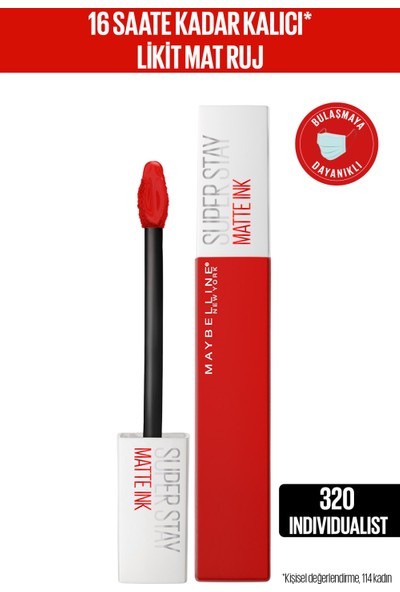 Maybelline New York Super Stay Matte Ink Likit Mat Ruj - 320 Individualist- Kırmızı Maybelline New York Super Stay Matte Ink Likit Mat Ruj - 320 Individualist- Kırmızı
