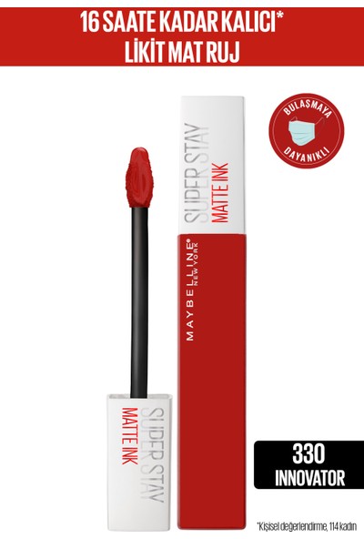 Maybelline New York Super Stay Matte Ink Likit Mat Ruj - 330 Innovator- Kırmızı Maybelline New York Super Stay Matte Ink Likit Mat Ruj - 330 Innovator- Kırmızı