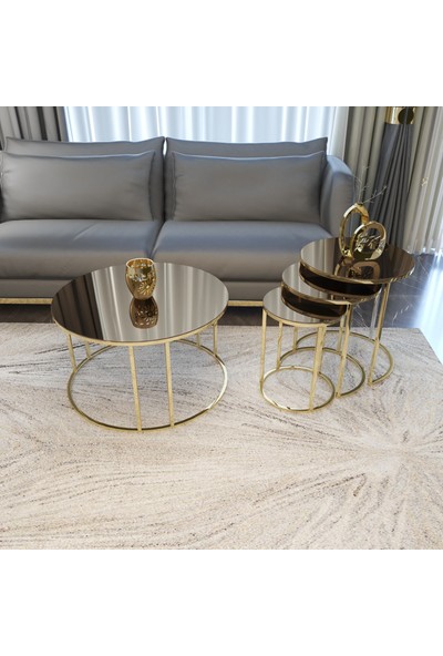 Pukka Sehpa Gold Bronz Orta, Zigon Sehpa Seti Pukka Sehpa Gold Bronz Orta, Zigon Sehpa Seti