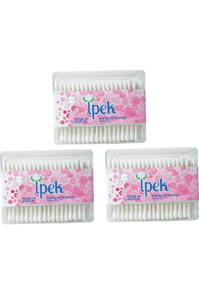 Ipek Kulak Temizleme Çubuğu Kare Kutu 200`LÜ 3x