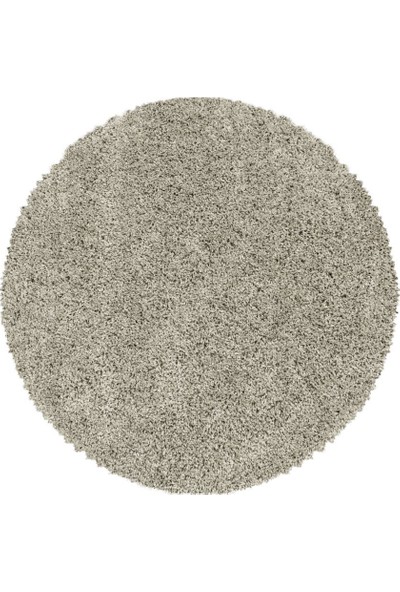 Ayyıldız Yuvarlak Shaggy Halı Salon Halısı Yumuşak Yüksek Havlı Düz Gümüş Boz Toprak Tonlarında