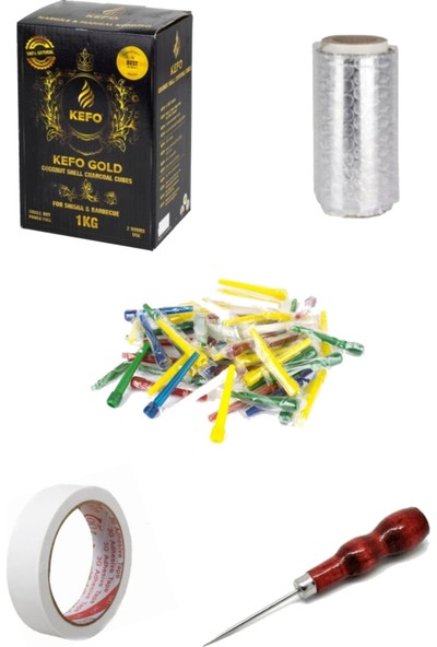 Kefo Gold 1kg Kömür+Rulo Folyo+Sipsi+Bant+Folyo Delme Iğnesi Kefo Gold 1kg Kömür+Rulo Folyo+Sipsi+Bant+Folyo Delme Iğnesi