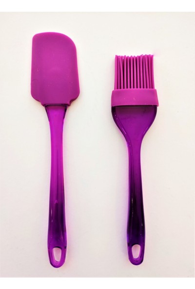 Ün-Ev Silikon Fırça-Spatula 2'li Set Mor