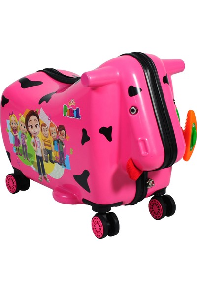 Ox Moo Toplu Pırıl Çocuk Valizi - Pembe