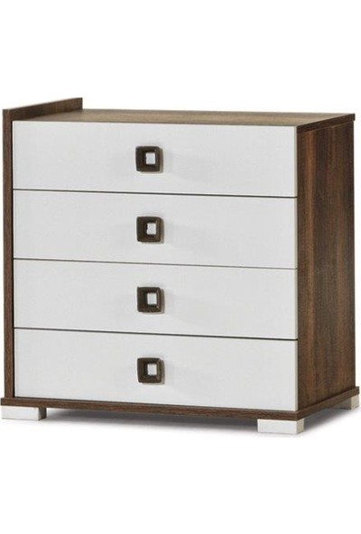 Tocco Violet Meşe Beyaz 4 Çekmeceli Şifonyer