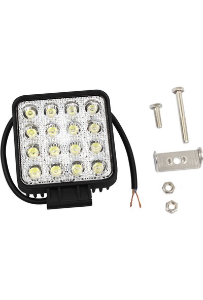 Dekohop LED Kare Off Road Iş Makinesi Kamyon Traktör Projektör Çalışma ve Sis Lambası 16 LED 48 W Dekohop LED Kare Off Road Iş Makinesi Kamyon Traktör Projektör Çalışma ve Sis Lambası 16 LED 48 W