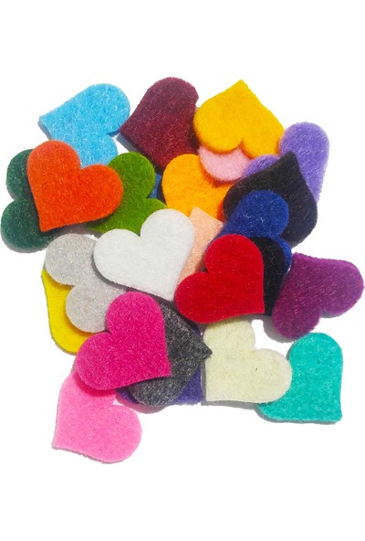 Toptan Keçe Keçeden 1,5 cm Kalp Süsleri 50 Adet, Keçe Kalp Şekilleri