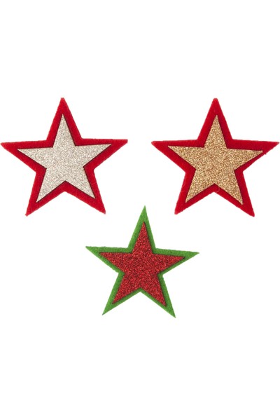 Toptan Keçe Keçe 4,5 cm Simli Yılbaşı Yıldızı 10 Adet, Keçeden Yıldız Süsü