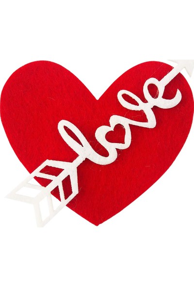 Toptan Keçe Keçeden 7 cm Love Kırmızı Kalp 10 Adet, Sevgililer Günü Teması