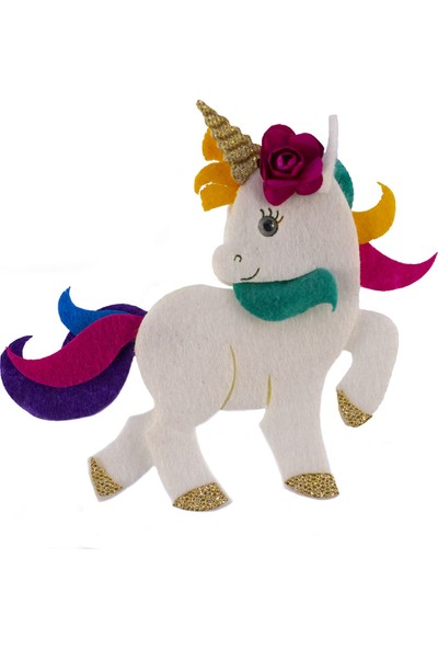 Toptan Keçe Keçeden 10 cm Unicorn Tek Boynuzlu At Figürü Süsü 3 Adet