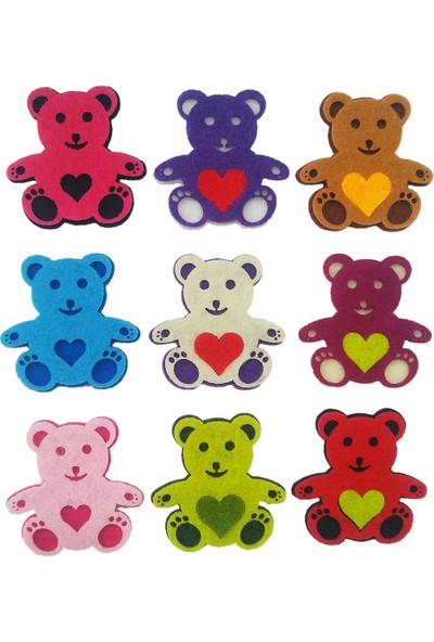 Toptan Keçe Keçe 5 cm Renkli Ayıcık Figürleri 5 Adet, Keçeden Ayı Süsü