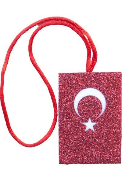 Toptan Keçe Keçeden 6 cm Askılı Simli Türkiye Bayrağı Süsü 3 Adet, Keçeden Bayrak Figürü