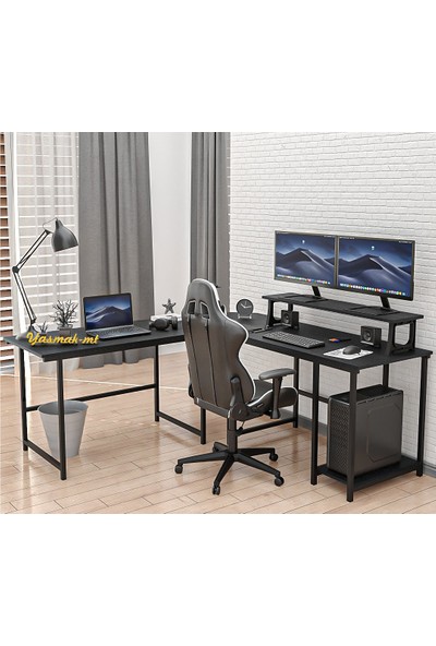 Yasmak Siyah L Tipi Çalışma Oyun Masası 250S Yasmak Siyah L Tipi Çalışma Oyun Masası 250S