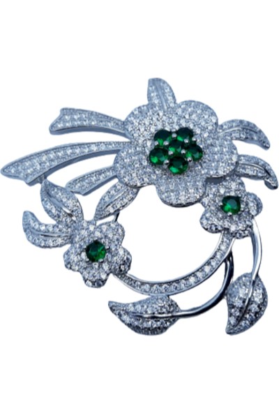 Candie Silver Yeşil Zirkon Taşlı Lale ve Çiçek Model 925 Ayar Gümüş Kadın Broş Candie Silver Yeşil Zirkon Taşlı Lale ve Çiçek Model 925 Ayar Gümüş Kadın Broş