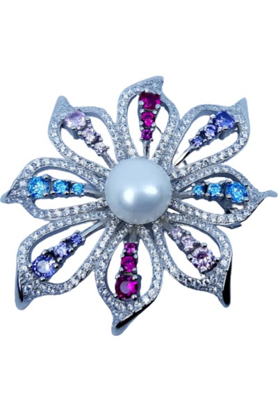 Candie Silver Papatya Model Renkli Zirkon Taşlı 925 Ayar Gümüş Kadın Broş Candie Silver Papatya Model Renkli Zirkon Taşlı 925 Ayar Gümüş Kadın Broş