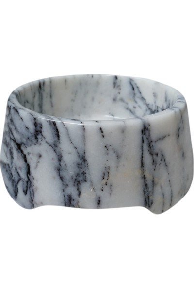 Peramarble Doğal Mermer Leylak Mama Su Kabı - Kedi + Köpek - 17X8 cm