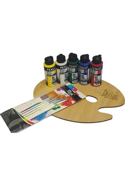 Rich Texco 5 Renk-Fırça Seti-Ahşap Palet Set