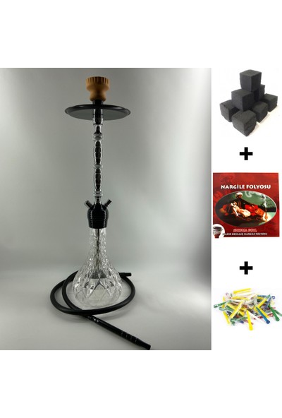 Akarsu Nargile Kristal Kilitli Nargile Takımı + Kömür + Folyo + Sipsi