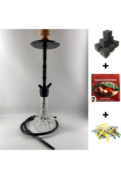 Akarsu Nargile Kristal Kilitli Nargile Takımı + Kömür + Folyo + Sipsi
