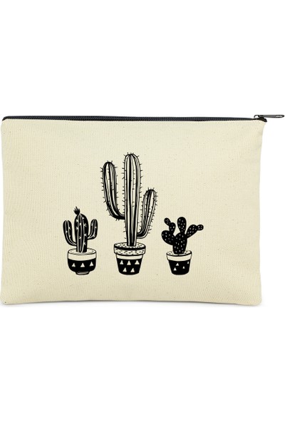 Çınar Bez Çanta Clutch 3 Kaktüs Kanvas Makyaj Çantası Çınar Bez Çanta Clutch 3 Kaktüs Kanvas Makyaj Çantası