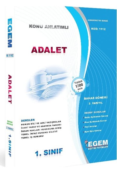 Egem Yayınları Aöf Adalet 1 Sınıf Bahar Dönemi 2. Yarıyıl Güncel Konu Anlatımlı Soru Bankası Egem Yayınları Aöf Adalet 1 Sınıf Bahar Dönemi 2. Yarıyıl Güncel Konu Anlatımlı Soru Bankası