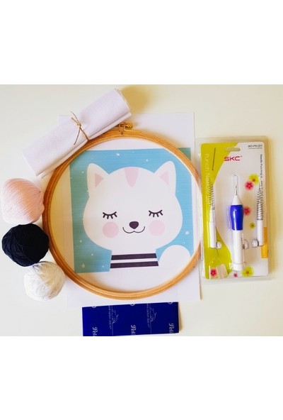 Kecelemecele Punch Punch Nakışı Başlangıç Seti Kedi Desenli Kecelemecele Punch Punch Nakışı Başlangıç Seti Kedi Desenli