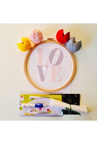 Kecelemecele Punch Punch Nakışı Hobi Başlangıç Seti Love Kecelemecele Punch Punch Nakışı Hobi Başlangıç Seti Love