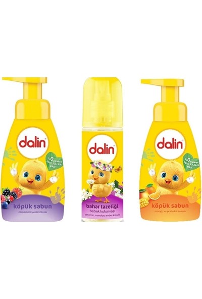 Dalin Mango 200ML + Orman Meyveleri 200ML Köpük Sabun + Bahar Tazeliği Bebek Kolonyası 150ML Dalin Mango 200ML + Orman Meyveleri 200ML Köpük Sabun + Bahar Tazeliği Bebek Kolonyası 150ML