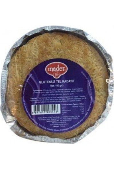 Mader Glutensiz Tel Kadayıf Şerbetsiz 100 gr