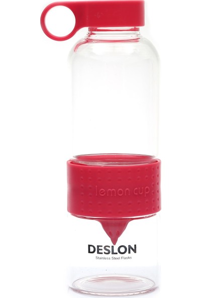 Deco Elit Detox Sıkacaklı Cam Su Şişesi Metal Süzgeçli 830 Ml. Deslon Pembe