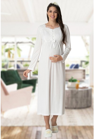 Mecit Pijama Mecit 5415 Ekru Hamile Lohusa Gecelik Mecit Pijama Mecit 5415 Ekru Hamile Lohusa Gecelik