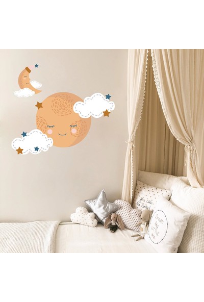 Dijitalya Uyuyan Ay - Bulut - Yıldızlar Sticker | Duvar - Dolap - Kapı | Çocuk Odası Sticker Dijitalya Uyuyan Ay - Bulut - Yıldızlar Sticker | Duvar - Dolap - Kapı | Çocuk Odası Sticker