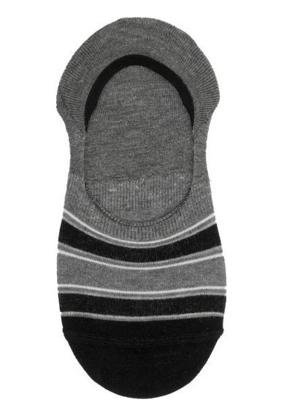 2AS Siyah Gri Çizgili Babet Çorap