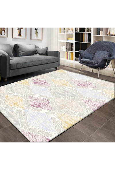 Else Halı Canel Bordo Sarı Gri Boyalar Desenli Lastikli Halı Örtüsü 200X300 Else Halı Canel Bordo Sarı Gri Boyalar Desenli Lastikli Halı Örtüsü 200X300