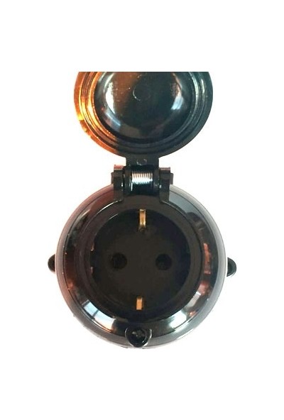 Eski Tip Sıva Üstü Kapaklı Topraklı Priz, Siyah Renk