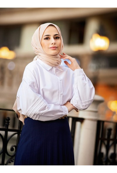 Refka Nervür Detaylı Poplin Tunik - Beyaz - Refka Woman Refka Nervür Detaylı Poplin Tunik - Beyaz - Refka Woman