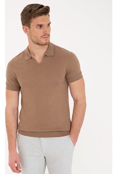 Pierre Cardin Kahverengi Slim Fit Triko Kazak 50232468-VR002
