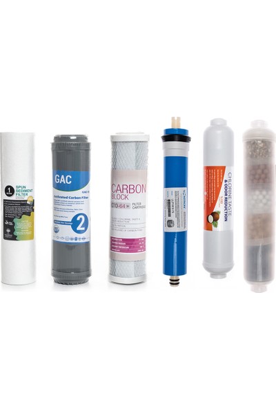 Sulook Açık Kasa Su Arıtma Cihazlarına Uyumlu 6'lı Filtre Seti 10 Aşamalı Vontron Membranlı Sulook Açık Kasa Su Arıtma Cihazlarına Uyumlu 6'lı Filtre Seti 10 Aşamalı Vontron Membranlı