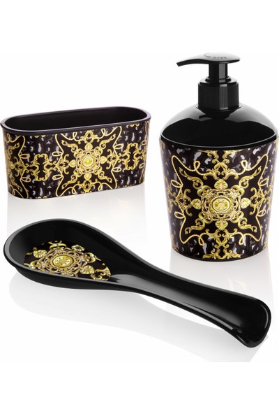 Queen's Kitchen Akrilik Lüx 3 Parça Yaldızlı Mutfak Seti Queen's Kitchen Akrilik Lüx 3 Parça Yaldızlı Mutfak Seti