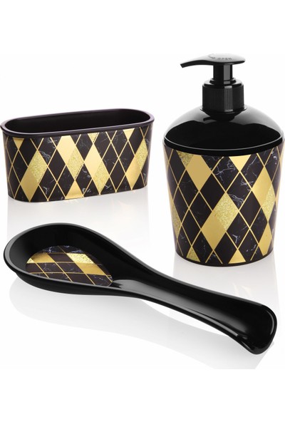 Queen's Kitchen Akrilik Lüx 3 Parça Yaldızlı Mutfak Seti Queen's Kitchen Akrilik Lüx 3 Parça Yaldızlı Mutfak Seti