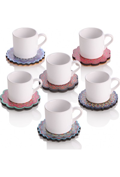 Queen's Kitchen 6 Kişilik Çini Tabaklı Türk Kahvesi Takımı Queen's Kitchen 6 Kişilik Çini Tabaklı Türk Kahvesi Takımı