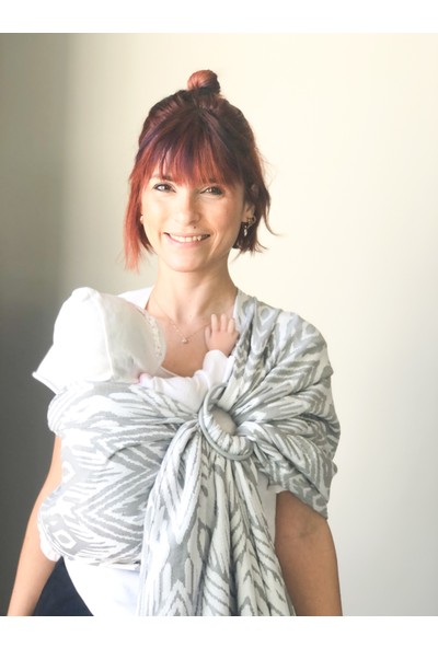 Zubu Halka Babysling - Eyes- Bebek Taşıyıcı - Pamuk - Taşıma Şalı - Gri&beyaz