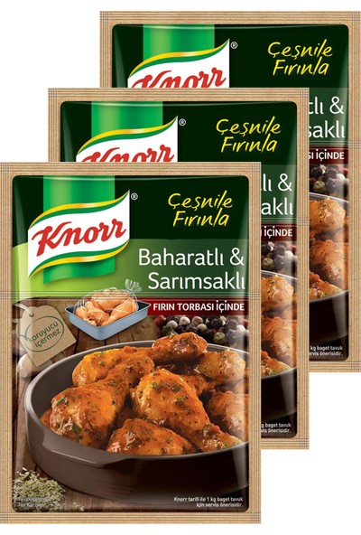 Knorr Baharatlı & Sarımsaklı Fırında Tavuk Çeşnisi 37 Gr. Üçlü Set