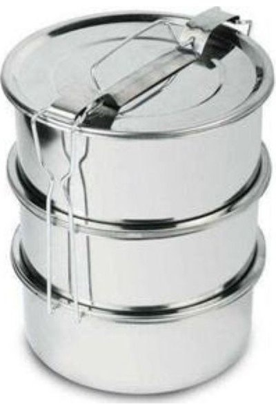 Özbir Paslanmaz Çelik Ev Tipi Sefer Tası 3'Lü , Tas Boyutu 16 X 6 Cm X 3 Adet