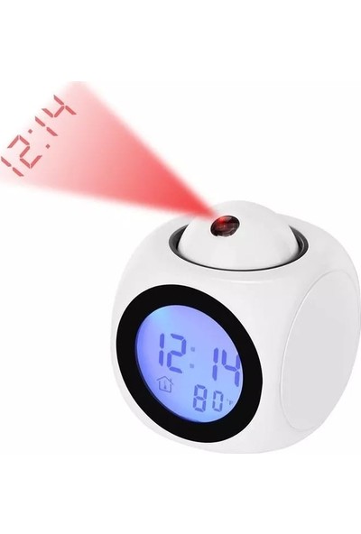 Mediatech Sesli Konuşan Termometreli Alarm Masa Üstü Saat Projeksiyon LED