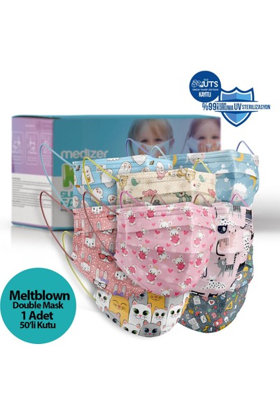 Medizer Full Ultrasonik Cerrahi Kız Çocuk Maskesi 50 Adet Burun Telli 10'ar Adet 5 Farklı Desen Medizer Full Ultrasonik Cerrahi Kız Çocuk Maskesi 50 Adet Burun Telli 10'ar Adet 5 Farklı Desen