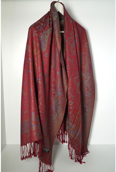 K&b Pashmina Kadın Bordo Şal - %100 Paşmina Yünü