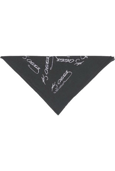 Krml Atatürk Imzalı Kare Bandana Siyah