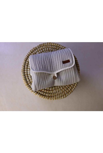 Puruti Baby 4 Kat Müslin Pamuk Alt Değiştirme Matı Alezli Antique Grey